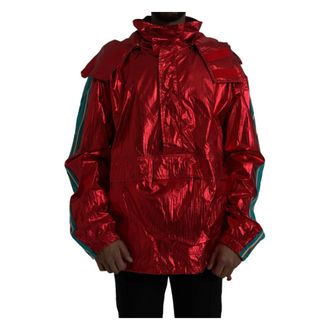 Dolce & Gabbana Rote Nylon Kapuzenjacke - - Jackets - Herren - Rot - 2XL