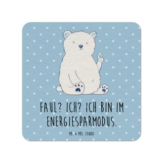 Mr. & Mrs. Panda Bierdeckel Eisbär Faul 25er Set - Geschenk, Büro, Teddy, Gastgeschenk Hochzeit, Bär, Arbeit, Entspannen, Homeoffice