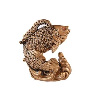 La Chineuse Arowana-Fischfigur - Feng-Shui-Statuette - Symbol für Glück und Reichtum - für Büro, Zuhause - Asiatische Innendekoration - 13 x 11 x 5 cm - Zen-Karpf