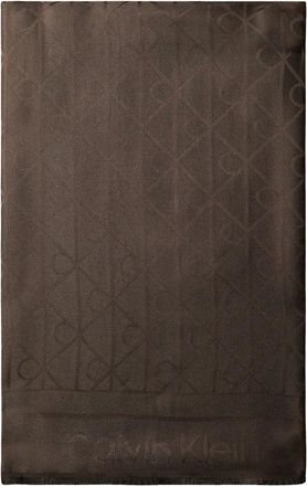 Calvin Klein Foulard Emblem AOP Glossy Tonal - Femme - Accessoires - Brun - Taille: ONE Size