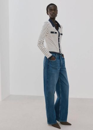 Mango Cardigan rayures boutons bijoux bleu marine - Femme - XXS - MANGO