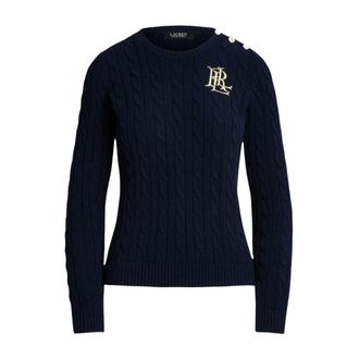 Ralph Lauren Femme, Pulls, Bleu, Taille: 42 FR Pull col rond tress&eacute;
