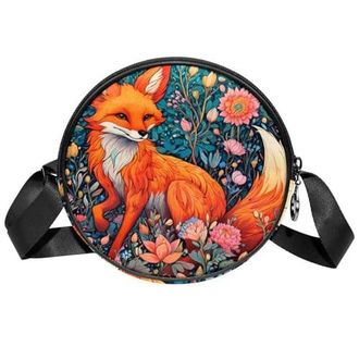 Generic Petit sac &agrave; bandouli&egrave;re circulaire pour femme, petit sac &agrave; bandouli&egrave;re avec fermeture &eacute;clair, bretelles r&eacute;glables, sac &agrave; main rond d&eacute;contract&eacute; pour fe