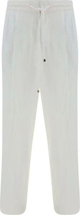 Brunello Cucinelli Homme, Pantalons, Blanc, Taille: L Pantalon en lin teint