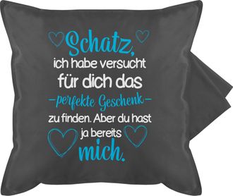 Shirtracer Kissenbezug - Kissen Ideen - Schatz Ich Habe versucht Finden - Valtentinstagsgeschenk Hab Dich Lieb Valentinstag Partner Geschenke - 50 x 50 cm - Grau