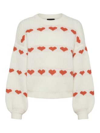 Pieces Pcnove Ls O-Neck Heart Knit Bc