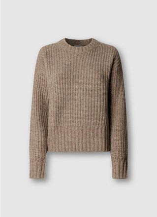Pepe Jeans London Strickpullover ASHLEY CREW mit Rundhalsausschnitt, Materialmix