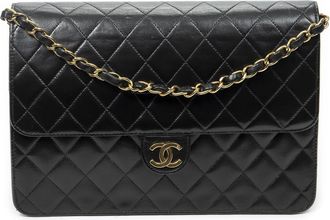 Chanel Crossbody Bags - Vintage Push Lock Straight Flap - Gr. unisize - in Schwarz - f&uuml;r Damen