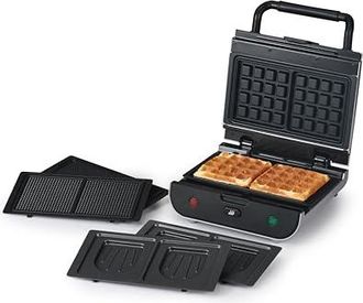 Senya Waffeleisen und Sandwichmaker 3-in-1, Waffeln, Waffeln & Sandwiches, 3 austauschbare antihaftbeschichtete Platten, vertikale Aufbewahrung, leicht zu r