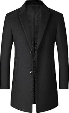 Generic *-Autumn Winter Mens Woolen Coat Wool Blends Thicken Male Business Warm Stand Collar Long Sleeve PlSize Trench Jacket