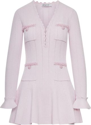 Self Portrait Femme, Robes, Rose, Taille: 40 FR Mini Robe en Tricot