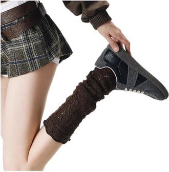 Generic Lot de 2 paires de chaussettes en tricot vintage, longueur mollet pour le printemps, Caf&eacute; noir, Taille Unique