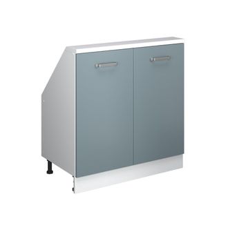 Vicco K&uuml;chenschrank f&uuml;r Dachschr&auml;gen R-Line, Blau-Grau/Wei&szlig;, 80 cm mit 2 T&uuml;ren