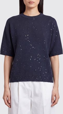 Brunello Cucinelli Pull &agrave; encolure en V en cachemire et soie rehauss&eacute; de sequins