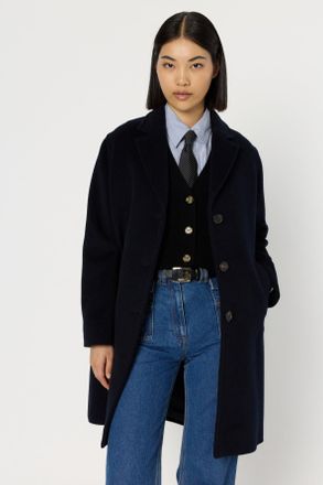 Gerard Darel Manteau droit en laine et angora - MEGANE - Marine