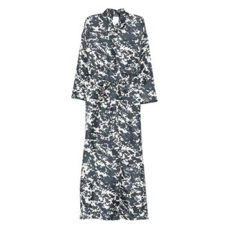 Max Mara Femme, Robes, Multicolore, Taille: 44 FR Leva robe longue maxi &agrave; imprim&eacute; abstrait et taille nou&eacute;e