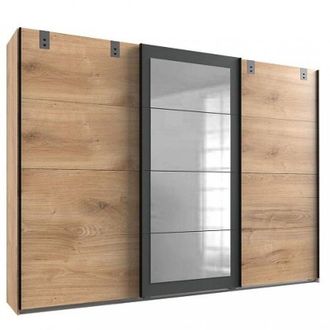Inside75 Inside75 - Armoire coulissante vernon style industriel 2 portes ch&ecirc;ne 1 porte miroir