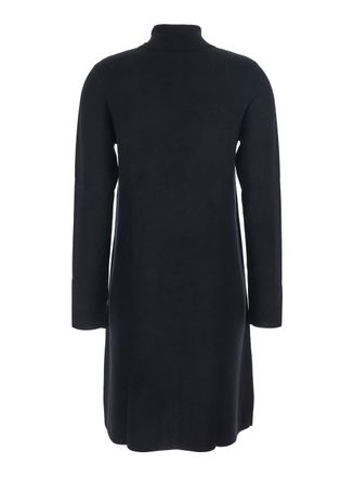 Allude Womens Black Turtleneck Wool Dress With Straight Hem Virgin