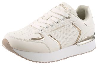 Replay Plateausneaker REPLAY, Damen, Gr. 38, wei&szlig;, goldfarben, Lederimitat, kontrastfarbene Details, Schuhe Plateausneaker, Trend-Sneaker, Schn&uuml;rschuh, Freiz