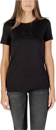 A|X Armani Exchange Femme, Tops, Noir, Taille: 36 FR T-shirt Coupe Standard avec Logo Paillet&eacute;