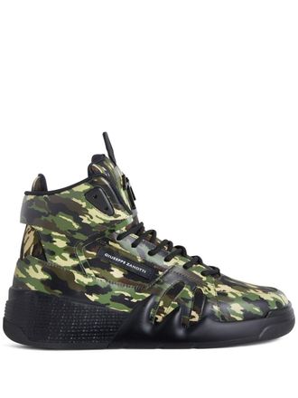 Giuseppe Zanotti baskets montantes Talon &agrave; motif camouflage - Vert