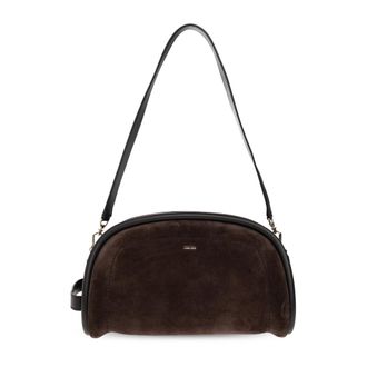 Max Mara Wildleder-Umh&auml;ngetasche mit Logo - - Bags - Damen - Braun - ONE SIZE
