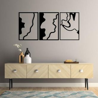 Hanah Home Stylish Black Decorative Metal Wall Accessory, 120 x 54.5 cm | 100% Metal, 1.2 mm Thickness | Perfect for Modern Home Decor & Office Spaces