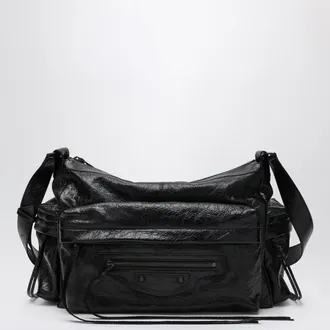 Balenciaga Le City Media Crossbody-Tasche aus Lammleder in Schwarz