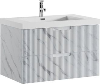Badplaats Badplaats - Meuble de salle de bain Thermis 80 cm - Marbre blanc