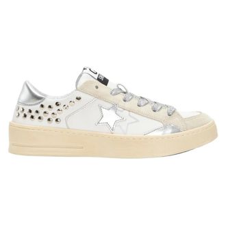 2Star Wei&szlig;e Lederstern-Sneaker mit Nieten - - Shoes - Damen - Wei&szlig; - 40 EU