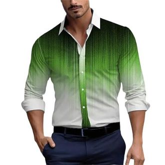Generic Chemise de travail &agrave; manches longues pour homme, chemise boutonn&eacute;e de couleur unie d&eacute;grad&eacute;e, chemise ajust&eacute;e, chemise daffaires, haut de bureau, haut 
