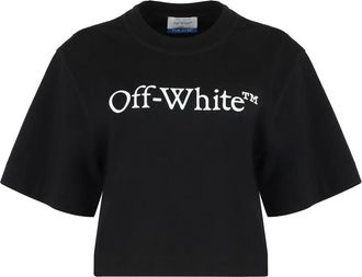 Off-white Femme, Tops, Noir, Taille: 40 FR T-shirt court en coton avec logo imprimé