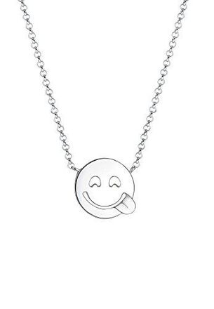 Elli Collier Femme Pendentif Emoji Smiley - (925/1000) Argent