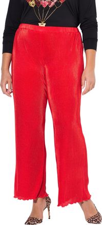 Miamoda Damen gro&szlig;e Gr&ouml;&szlig;en &Uuml;bergr&ouml;&szlig;en Plus Size Hose, Plissee, weites Bein rot 56 836770535-56