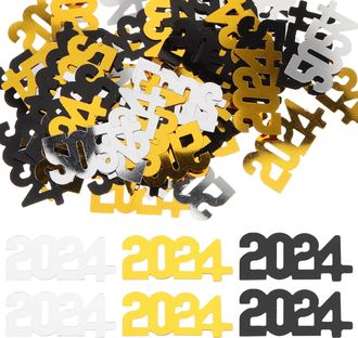 Lurrose Year Party Tischkonfetti Schwarz Gold Silber PVC Dekoration Silvester Festliche Mehrfarbige Tischdeko für Jahreswechsel Feierlichkeiten