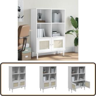 vidaXL Vidaxl - Bücherschrank senja Rattan-Look Weiß 90x35x130 cm Kiefernholz - Holzregal - Bücherregal - Schrank - Wohnraumgestaltung - Kiefernholz
