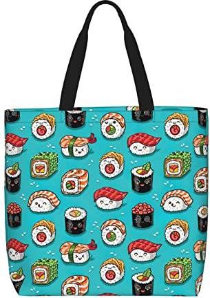 Generic Sac De Courses Sushi Et Sashimi Sac Enfant Lavables Avec Poign&eacute;es Sacs En Toile Pour Femmes, Pour Femmes, &Eacute;cole, Tous Les Jours, Shopping