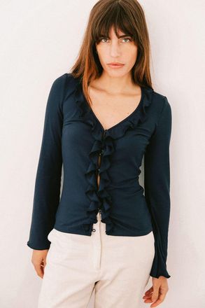 Avani Damen vegan Top Pivoine Marineblau