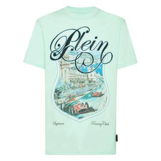 Philipp Plein Homme, Tops, Vert, Taille: 2XL T-shirt Col Rond Racing