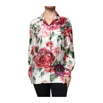 Dolce & Gabbana Seidenblumenhemd Elegante Bluse - - Blouses & Shirts - Damen - Mehrfarbig - XS