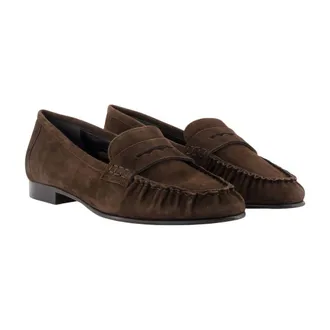 Aeyde Womens Aldous Loafers - Aeyde Leather Brown Calfskin Shoes Flat-Shoes