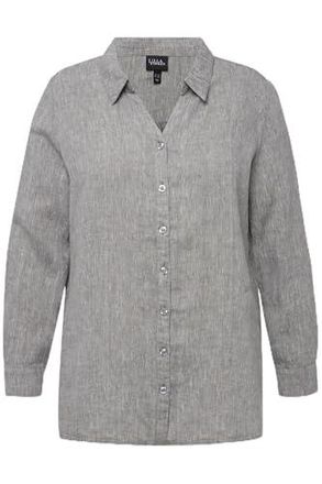 Ulla Popken Femme Leinenbluse Chemisiers, Grau, 60-62 EU