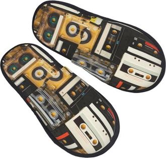 Generic Pantoufle Maison Cassettes Audio Vintage Hiver Pantoufles Unique Hiver Chaussures Chaudes Doux Chaussons Maison Pour Chambre Maison Camping M
