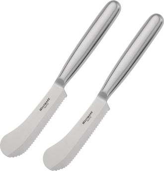 Westmark 2 Frühstücks-/Buttermesser, mit Wellenschliff und breiter Klingenspitze, Länge: 22 cm, Rostfreier Edelstahl, Silber, 135922E3