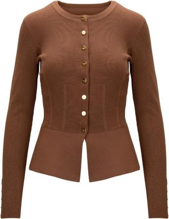 Elisabetta Franchi Femme, Pulls, Brun, Taille: 42 FR Top &agrave; Manches Longues avec Boutons-Pression