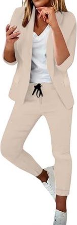 Generic Tenues 2 pièces pour femme, tenue deux pièces décontractée, veste confortable, manteau, taille haute, pantalon droit, convient pour un usage quotidien