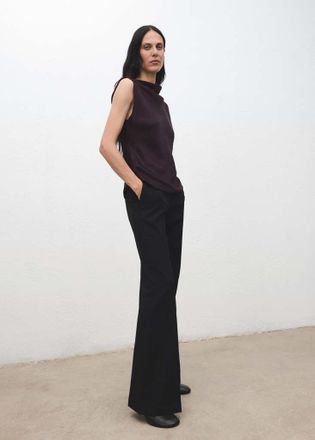 Mango Satinierte Bluse mit drapiertem Kragen bordeaux - Damen - S - MANGO