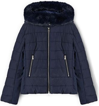 Motivi Femme, Vestes, Bleu, Taille: 44 FR Doudoune Courte &agrave; Capuche