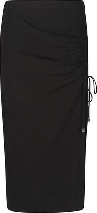Patrizia Pepe Femme, Jupes, Noir, Taille: 42 FR Drawstring Midi Skirt