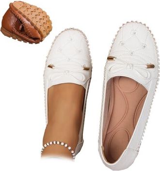 Generic Mocassins d&eacute;contract&eacute;s l&eacute;gers &agrave; enfiler pour femme, avec noeud papillon, chaussures orthop&eacute;diques &eacute;l&eacute;gantes en cuir, mocassins plats d&eacute;contract&eacute;s pour